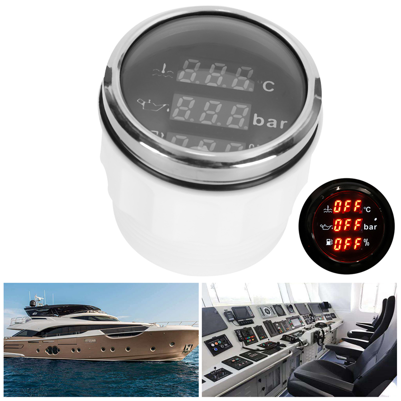 2in 3‑In‑1 Meter Cooling Water Temperature Oil Pressure Fuel Level ...