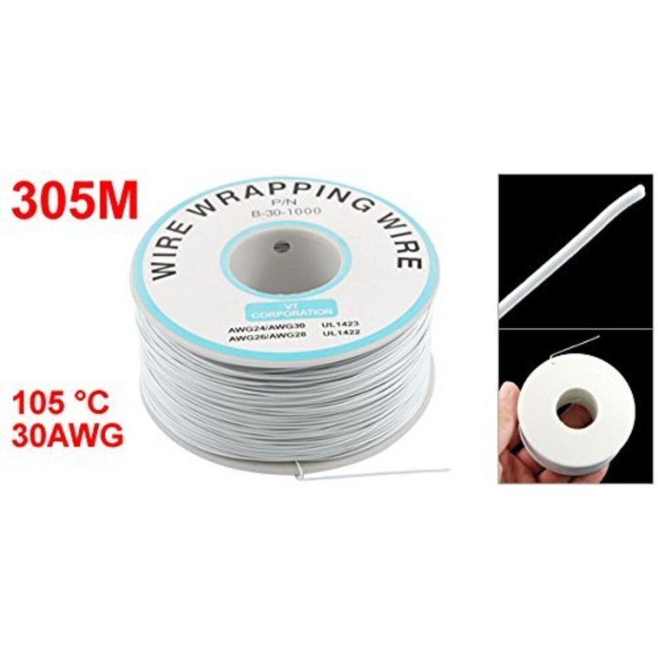 305M White PCB Solder PVC Coated Tin Plated Copper Wire Wire-Wrapping ...