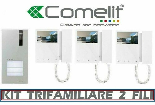 KIT VIDEOCITOFONO 3 FAMIGLIE 2 FILI COMELIT 8461M QUADRA 6701W TRE | eBay