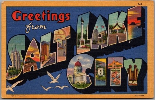 SALT LAKE CITY Utah Large Letter Postcard Multi-View /Curteich Linen ...