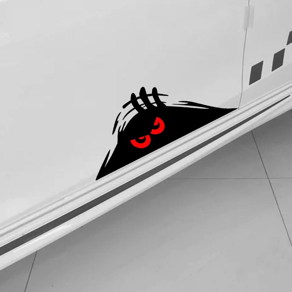 1x Red Eyes Monster Peeper Scary Door Window Car Sticker Vinyl Decal ...