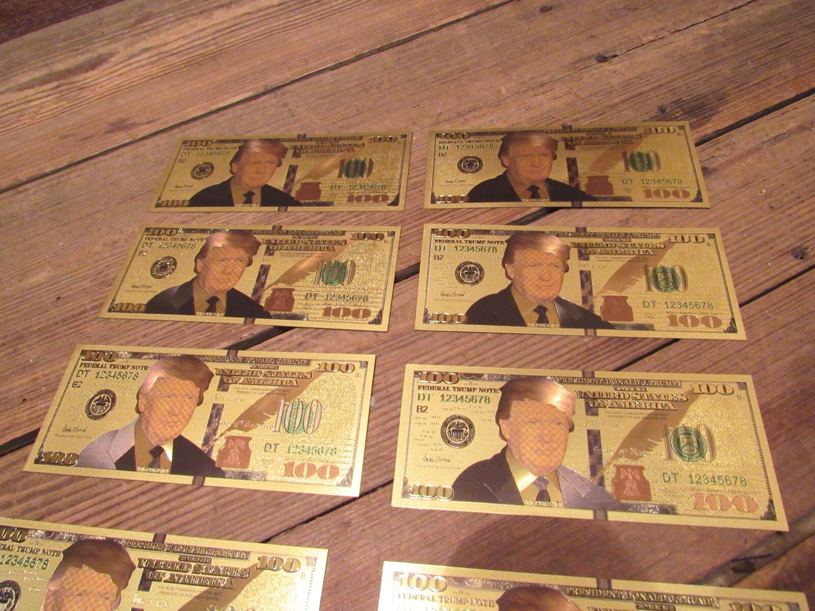 10x $100 Dollar Bills President Donald Trump Gold Banknotes Federal ...