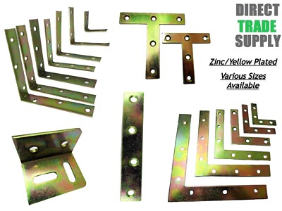 Corner Braces Corner Plates Mending Stretcher Tee Plate Zinc/Yellow ...