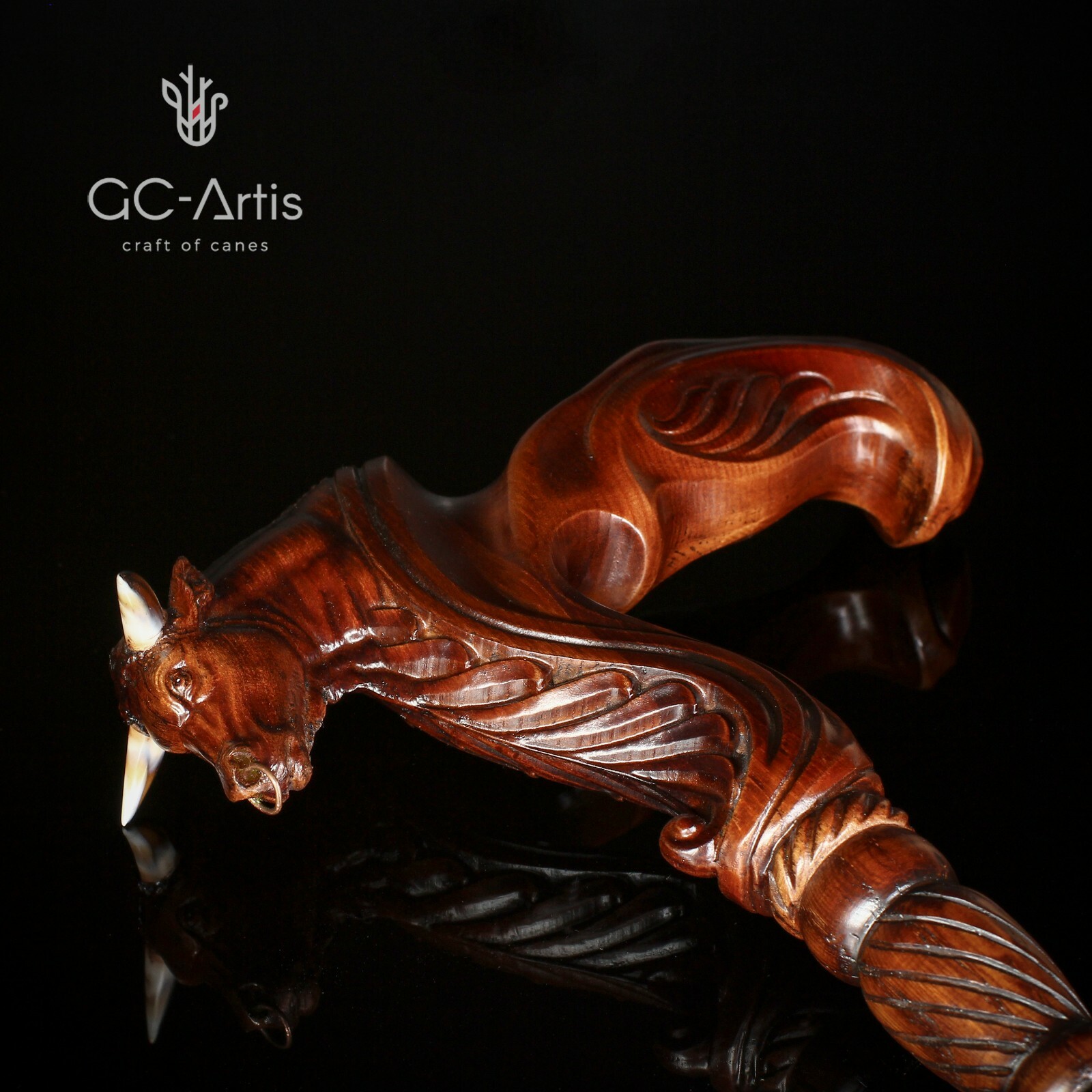 Original GC-Artis Wooden Bull Ox Walking Cane Stick for man - Ergonomic ...