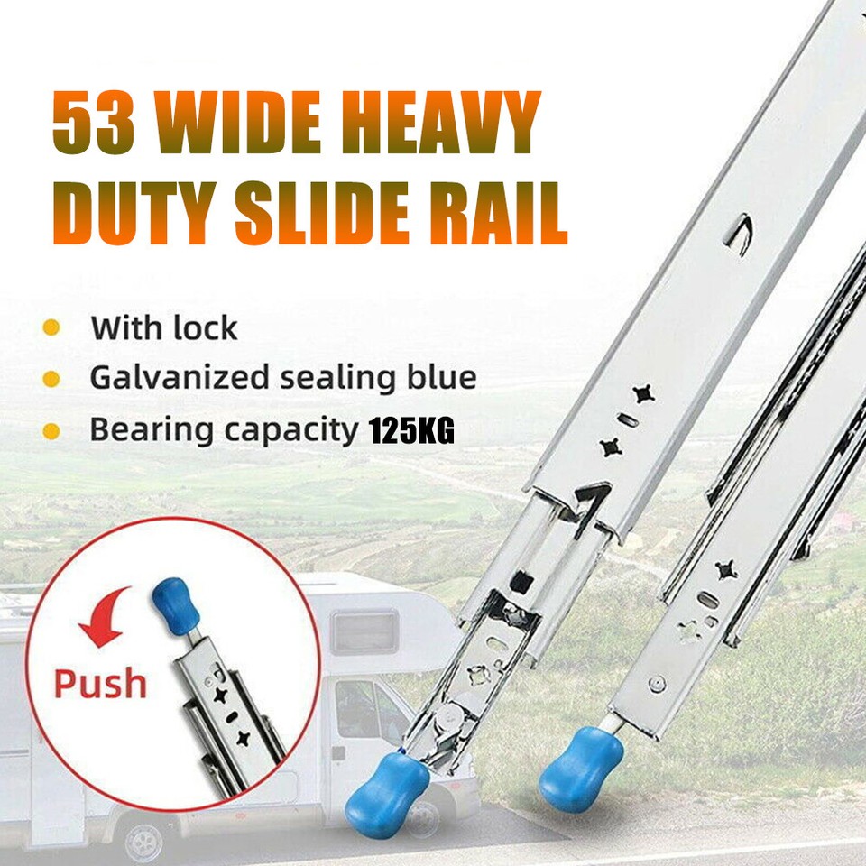 2x Locking Drawer Slide 125KG Heavy Duty Runners Trailer 500-2000mm ...