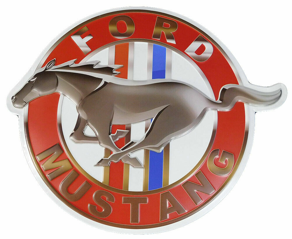 Embossed Ford Mustang 14" Round Tin Metal Sign Garage Wall Decor | eBay