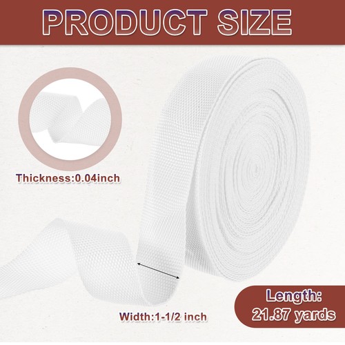 Nylon Webbing Strap, 22 Yards x 1-1/2" Polypropylene Flat Webbing Strap ...