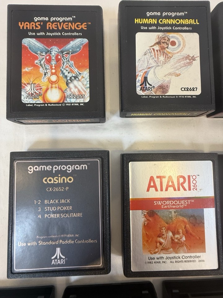 (13) Vintage 1981 Atari 2600 Games Yars' Revenge, Slot Racers, Warlords ...