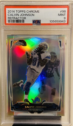 Calvin Johnson 2014 Topps Chrome Refractor #98 PSA 9, Detroit Lions 🏈🔥🎨 ...