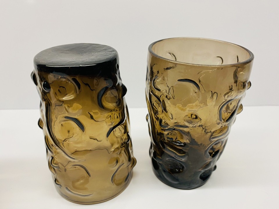 Vintage Set Of 4 Bryce Glass El Rancho Brown Dimple Textured 5 Oz Juice ...