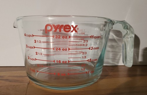 Pyrex 4-Cup 1-Quart Open Handle Glass Measuring Cup Vintage US Red ...