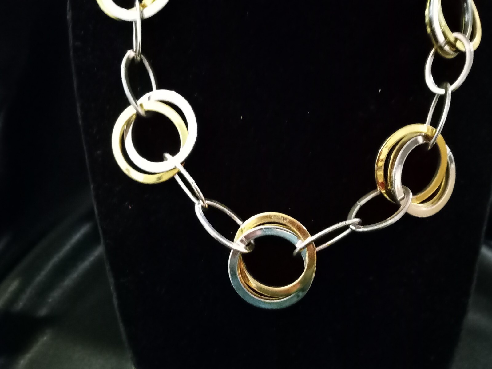 RALPH LAUREN RLL SILVER TONE & GOLD TONE CIRCLES CHAIN CHOKER NECKLACE ...
