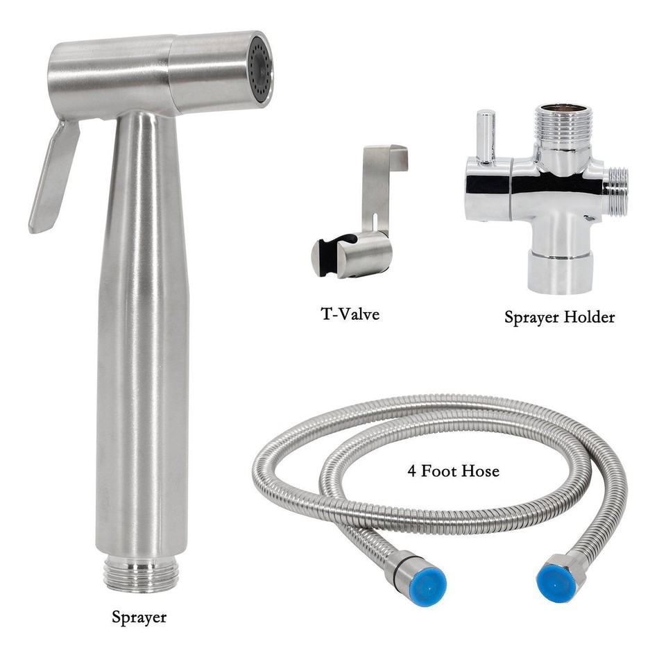 Toilet Shattaf Adapter Hose Bidet Spray Stainless Steel Handheld Shower ...