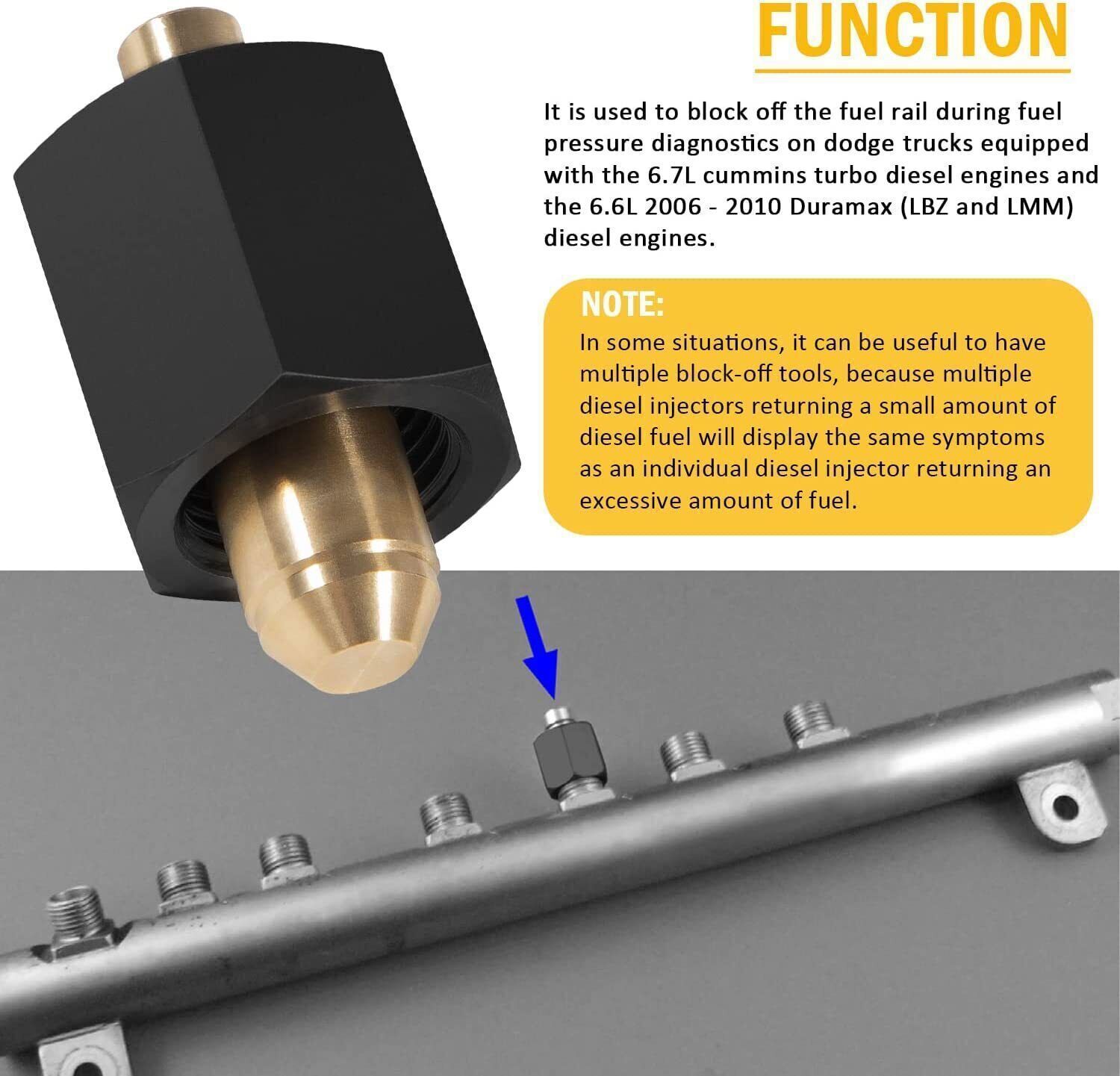 Fuel Rail Block Off Cap for Dodge Ram 6.7L Cummins 6.6L Duramax GMC ...