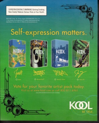 Vintage print ad advertisement Tobacco Cigarette KOOL Self Expression Matters ad | eBay