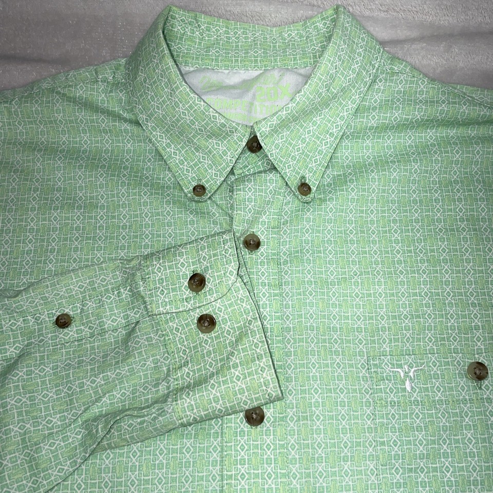 Wrangler Twenty X Competition Adv Comfort Western Shirt Mens XXL Green ...
