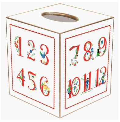 MARYE-KELLEY, "12 DAYS OF CHRISTMAS" CUBED HOLIDAY TISSUE BOX COVER, 5 ...