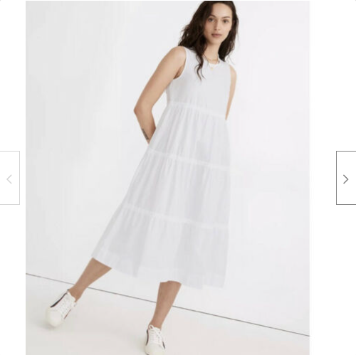 Madewell Women's Cattail Tiered Dress XS WHITE AO320 | eBay