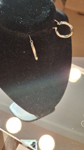 10K White /Yellow Gold Polished Medium Tube Hoop Earrings 1" Hinge ...