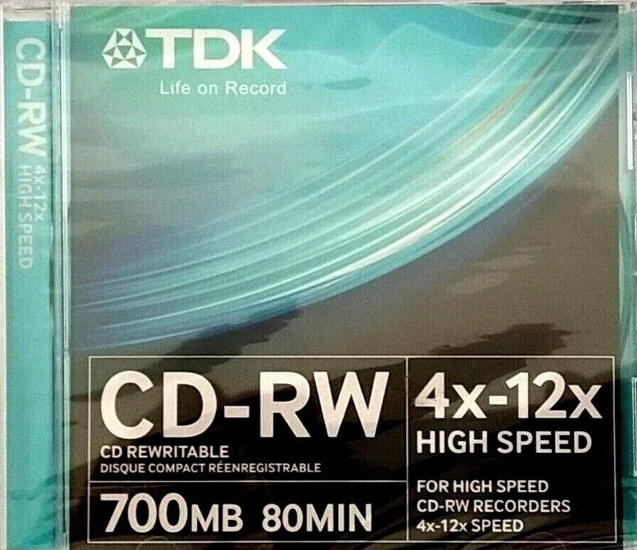 TDK CD-RW 80 4x 12x - 80MIN / 700MB - Rewritable Blank CDRW Disc - NEW ...