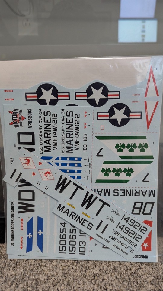 1/32 Victory Productions Marine F-8E Crusaders Decals VPD32-002 ...