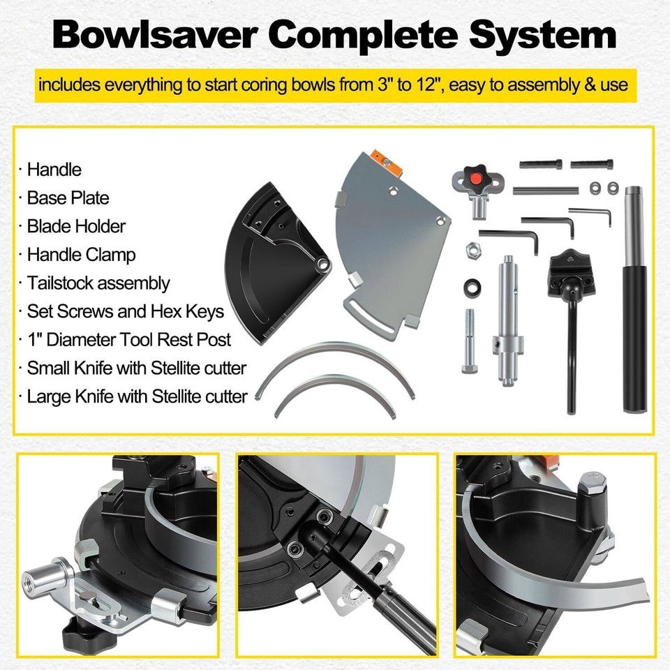 Bowlsaver Bowl Coring System with Two Blades For Coring Bowl Blanks 3 ...