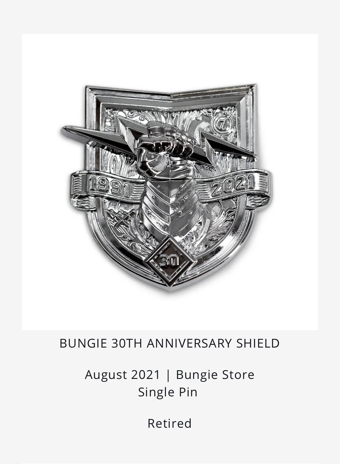 Bungie 30th Anniversary Shield Collectible Series 1 Pin + Sticker Sheet ...