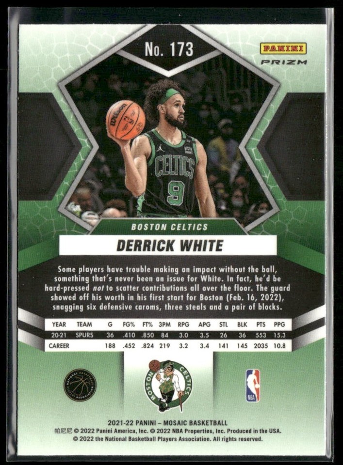 2021-22 Panini Mosaic - Derrick White #173 Green Mosaic Prizm Silver | eBay
