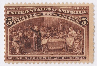 US # 234 *MINT OG H* { COLUMBUS SOLICITING AID ISABELLA } 5c COLUMBIAN ...