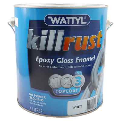 Wattyl Killrust Epoxy Gloss Enamel WHITE Topcoat 250ml 500ml 1L or 4L ...