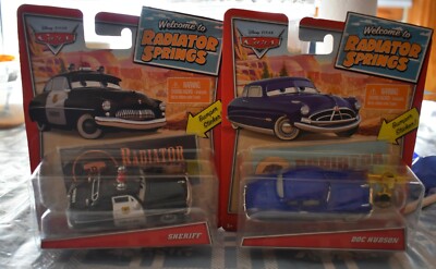 Disney Pixar Cars Welcome to Radiator Springs DOC HUDSON & SHERIFF NEW ...