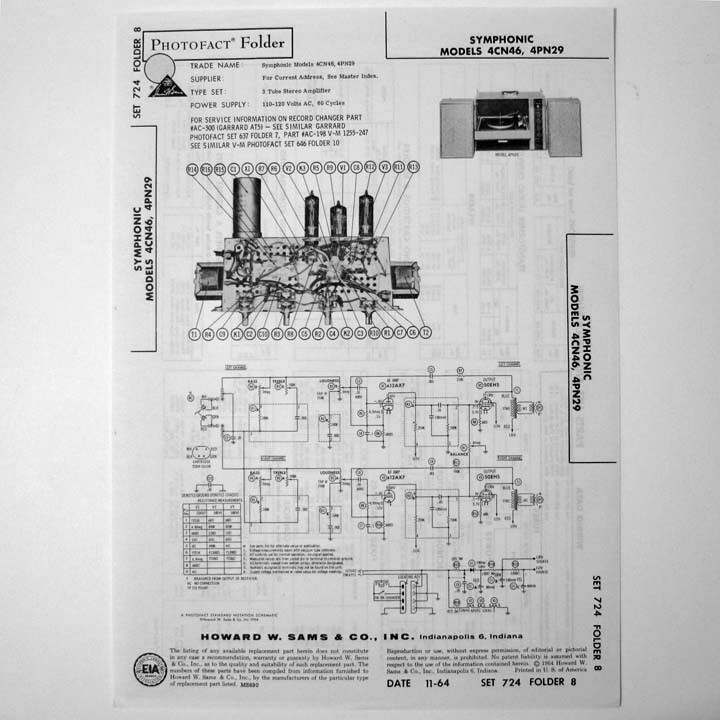 Symphonic Models 4CN46 4PN29 - SAMS Photofact ™ 1964 - New NOS | eBay