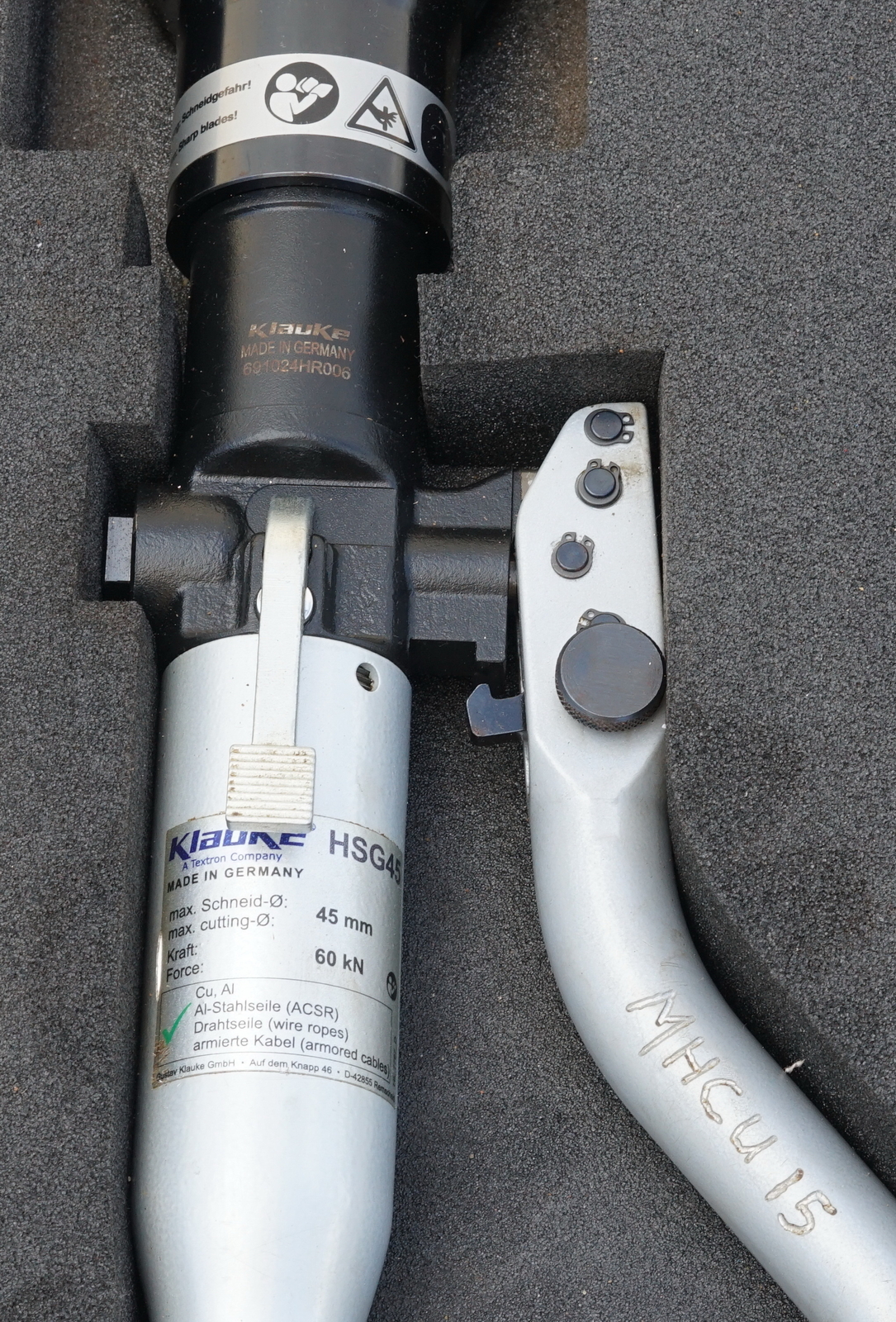 Klauke HSG45 45mm Hydraulic Cable Cutter CU AL Telecom Armoured Wire ...