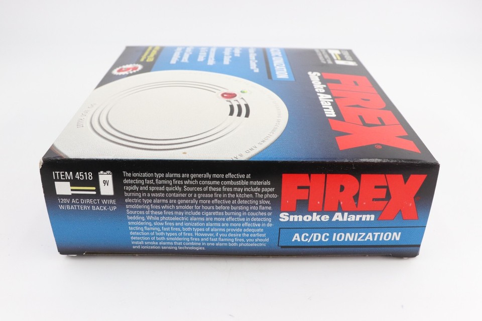 FIREX 4518 120V AC DIRECT WIRE W/ BATTERY BACK UP SMOKE ALARM/DETECTOR ...