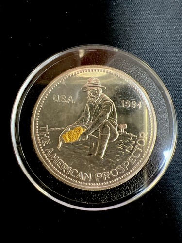 1984 ENGELHARD Silver Round AK Gold Nugget American Prospector 1 TR Oz ...
