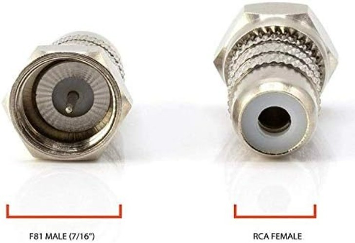 F Type Male Plug to RCA Female Jack RF Video TV Cable Adapter 75 Ohm ...