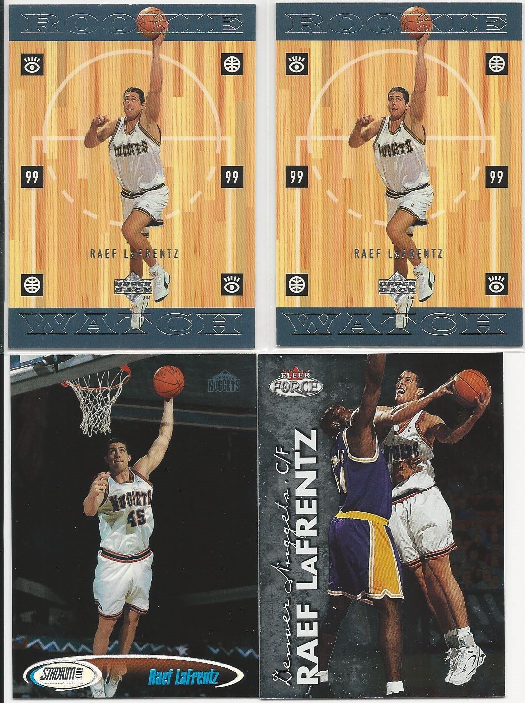 Raef LaFrentz 2 1998-99 Upper Deck Rookie Cards # 314 + Topps Stadium ...