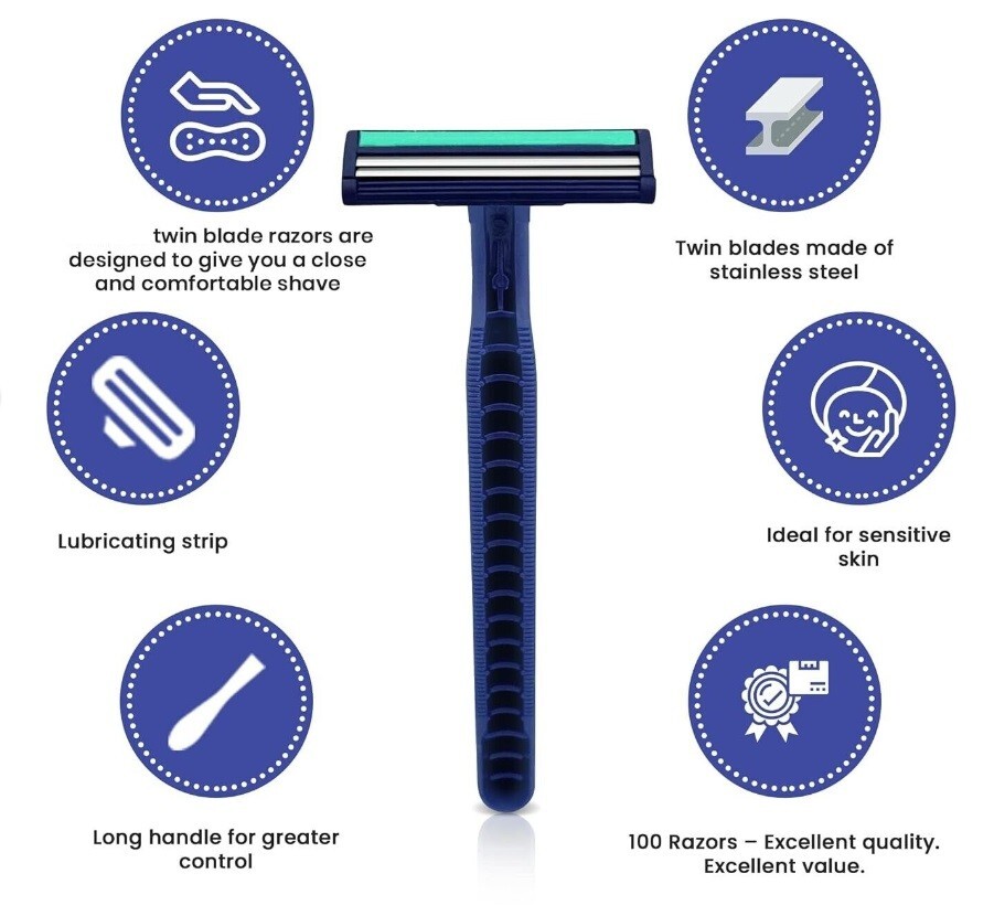 Flash Disposable Razors for Men 2 Blade 35-Pack Sensitive Skin Shave ...