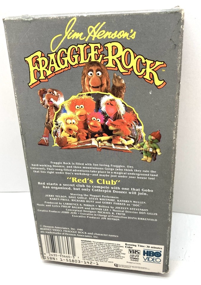 Jim Henson's Fraggle Rock Red's Club VHS HBO Video Kids Children ...