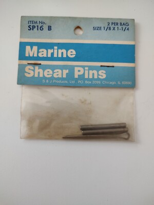 2-pack of Marine Shear Pins 1/8" x 1-1/4" & (1) Cotter Key SP16 B S&J ...