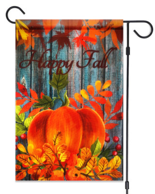 Happy Fall Pumpkin Garden Flag 12"X18" Fall Pumpkin & Leaves Decorative ...