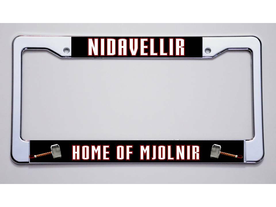 FANS OF THOR! "NIDAVELLIR/HOME OF MJOLNIR" LICENSE PLATE FRAME | eBay