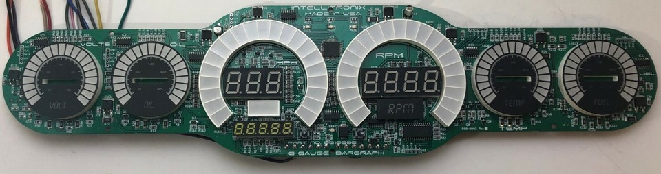 Universal 6 Gauge Analog Dash Panel White LED Bar-Graph Gauges Lifetime ...