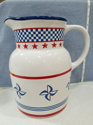 Princess House Exclusive Pitcher Country Fair Red White Blue 64oz ...