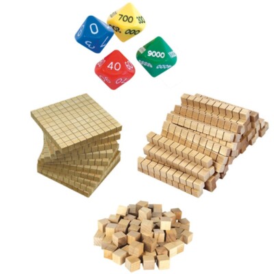 MAB's 10 Flats, 10 Longs & 20 Ones Plus 4 x 10 Sided Decimal Dice ...