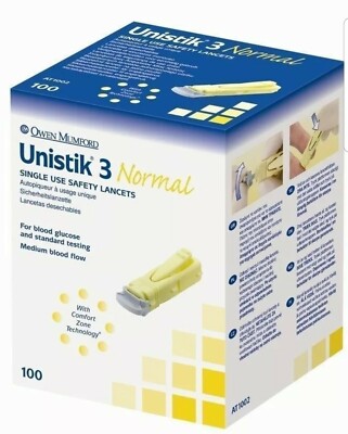 Unistik 3 Normal Single Use Safety Lancets Pack of 100 Brand New | eBay UK