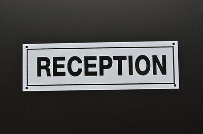 RECEPTION door sign or sticker 190mm x 58mm hotel foyer gym b&b ...