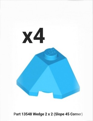 NEW LEGO Parts - Lot of 4 - DARK AZURE Wedge 2 x 2 (Slope 45 Corner ...