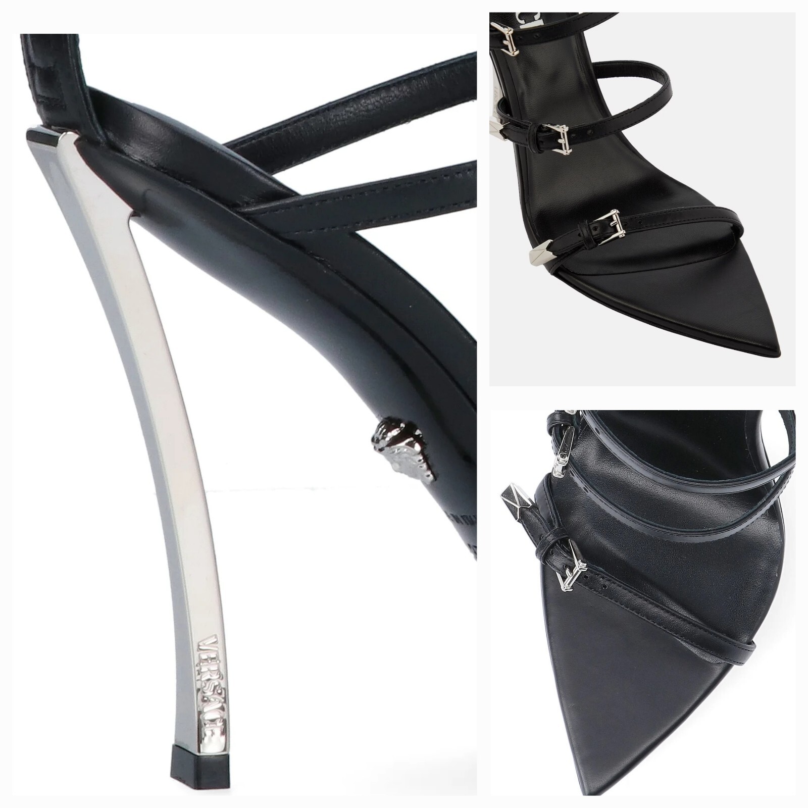 Versace Pin Point Heels in Black Size 38.5 NIB | eBay