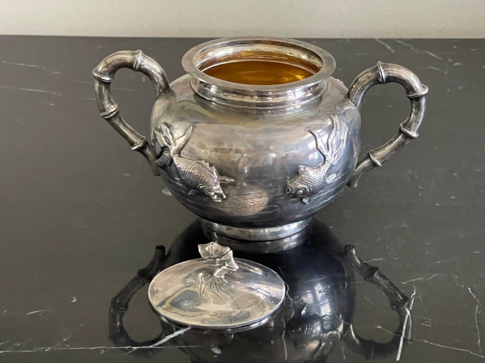 Fabulous Antique Chinese Export Silver Goldfish Tea Set 970 Grams | eBay